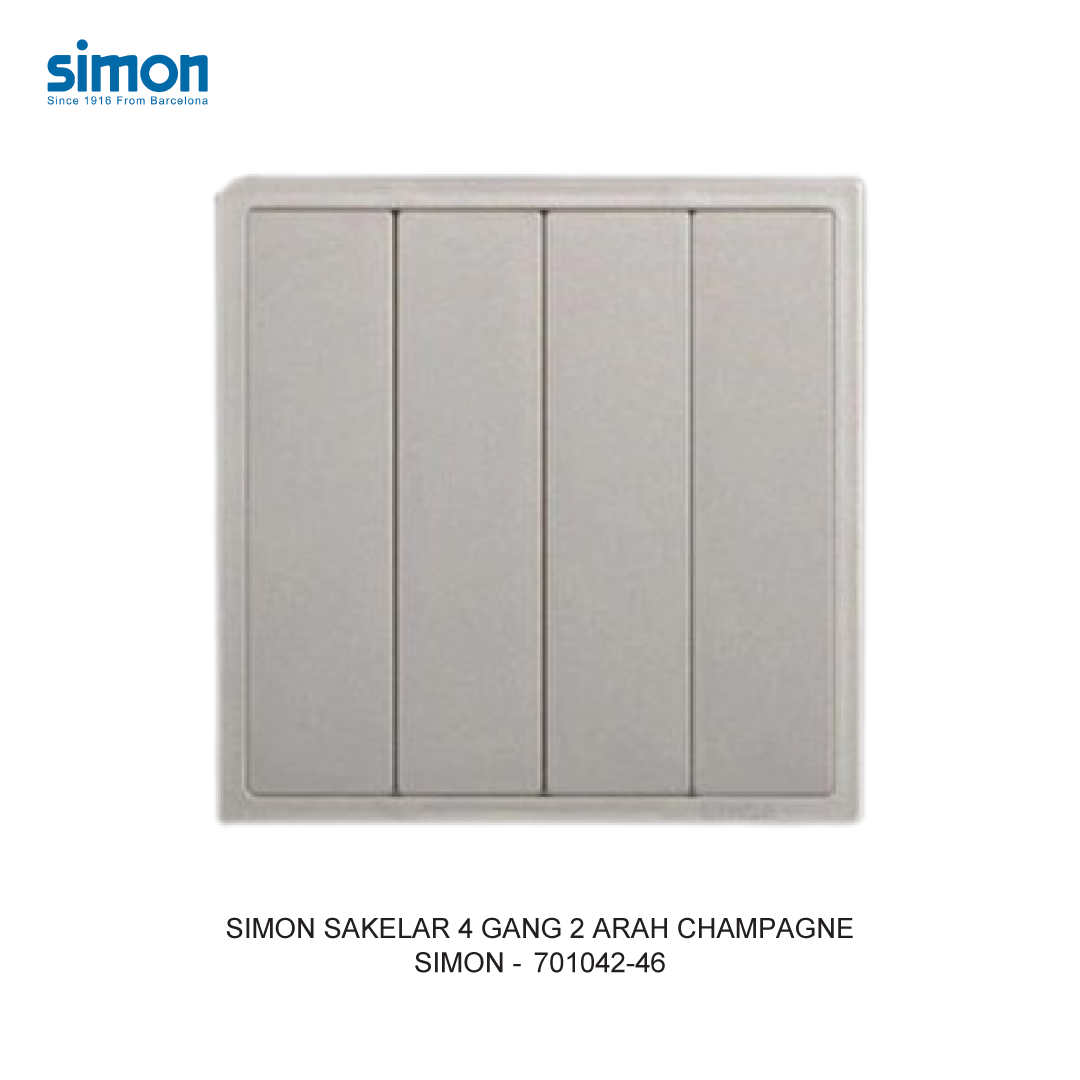 ListrikKita.com | SIMON SAKELAR 4 GANG 2 ARAH CHAMPAGNE