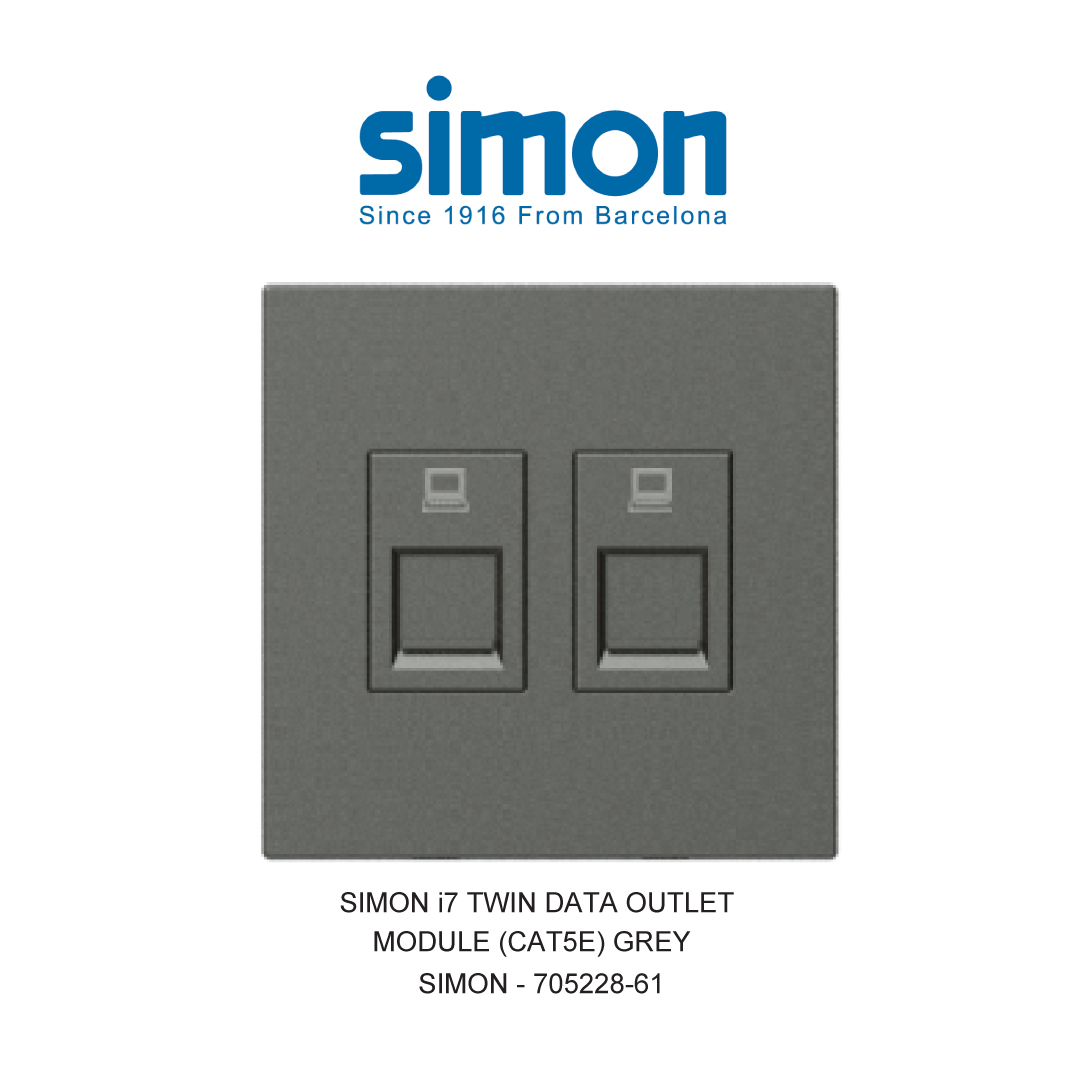 ListrikKita.com | SIMON i7 TWIN DATA OUTLET MODULE (CAT5E) GREY