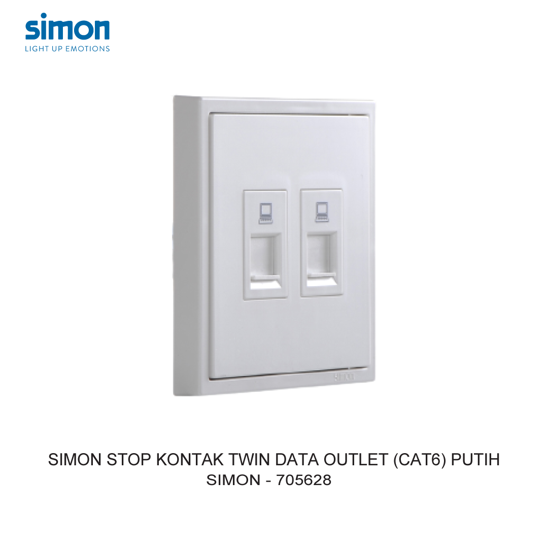 ListrikKita.com | SIMON STOP KONTAK TWIN DATA OUTLET (CAT6) PUTIH