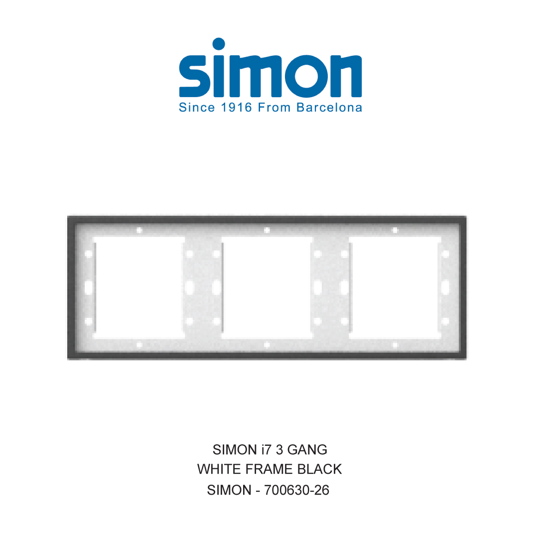 ListrikKita.com | SIMON i7 BINGKAI PUTIH 3 GANG HITAM