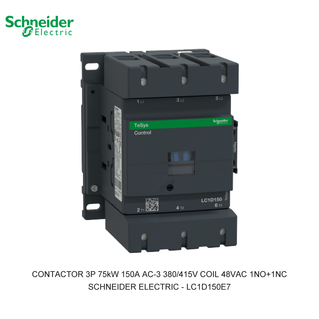 ListrikKita.com | CONTACTOR 3P 75kW 150A AC-3 380/415V COIL 48VAC 1NO+1NC