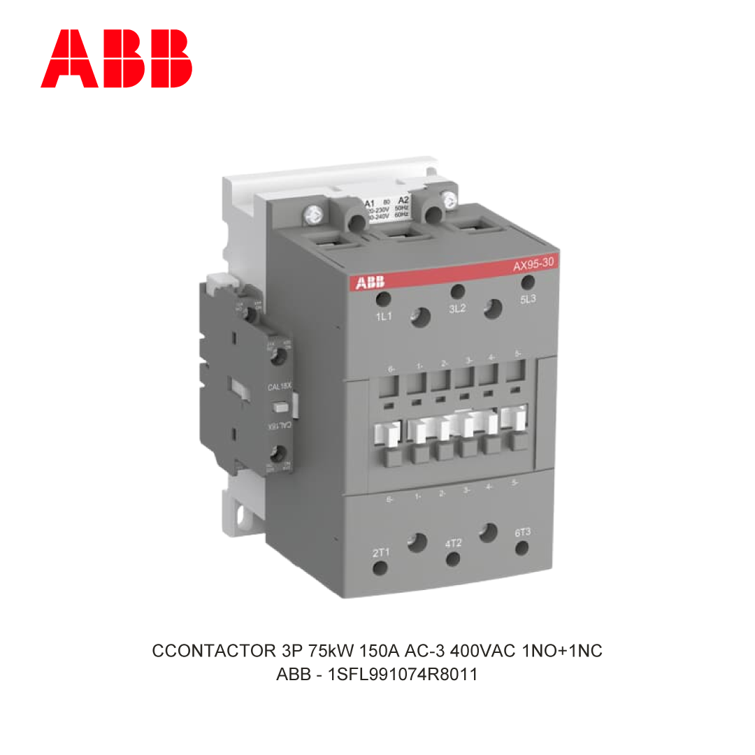 ListrikKita.com | CONTACTOR 3P 75kW 150A AC-3 220-230V COIL 400VAC 1NO+1NC