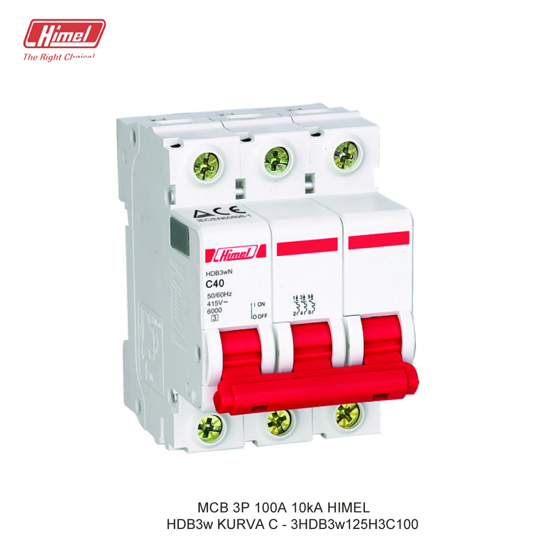 MCB HIMEL HDB3w-125 C 3P 100A 10kA | ListrikKita.com